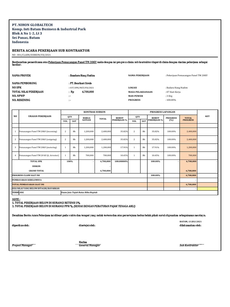 Form BA Subkon | PDF