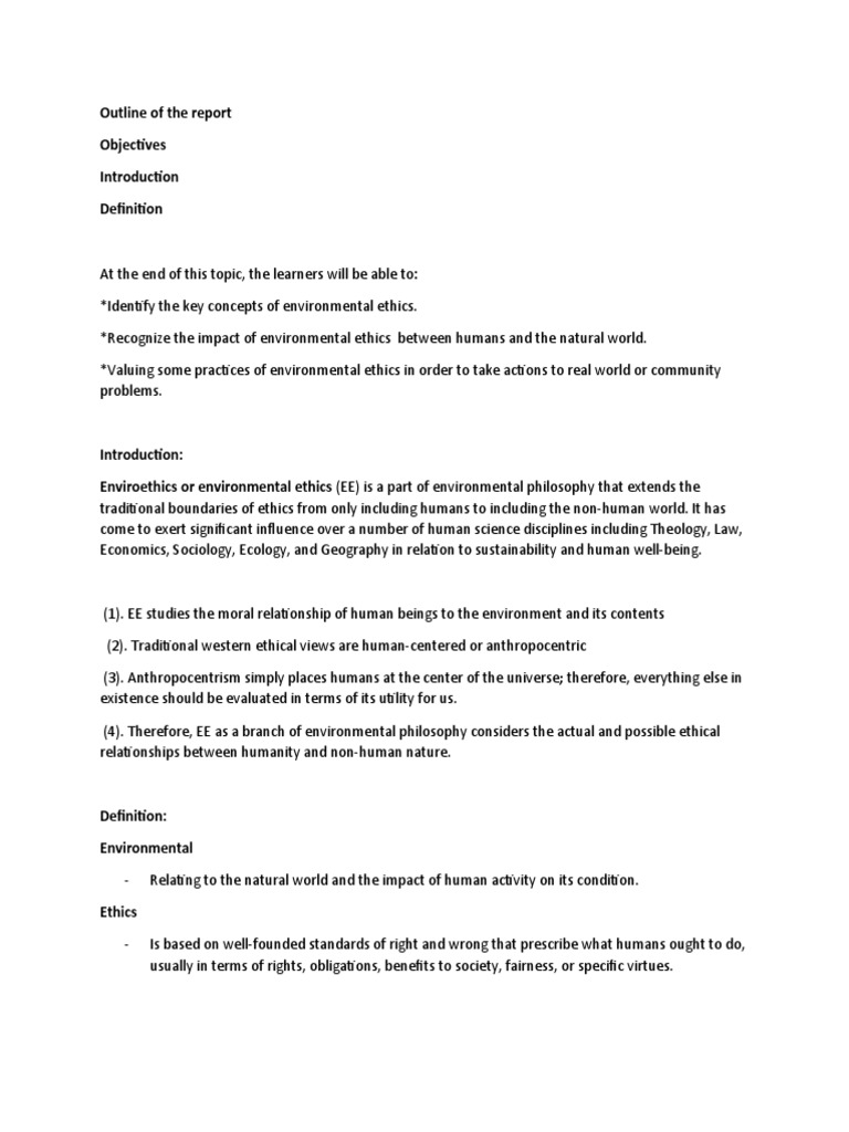 Environmental Ethics Report | PDF | Environmental Ethics | Environmental Social Science