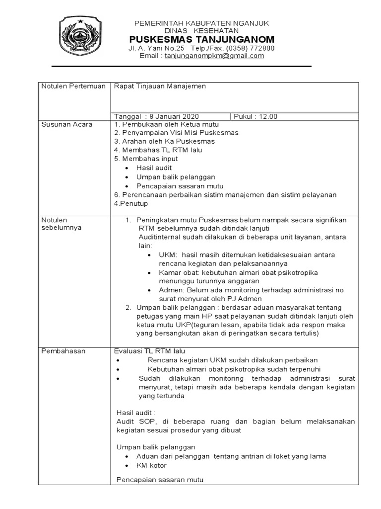 Notulen RTM | PDF | Pengelolaan Keuangan & Uang