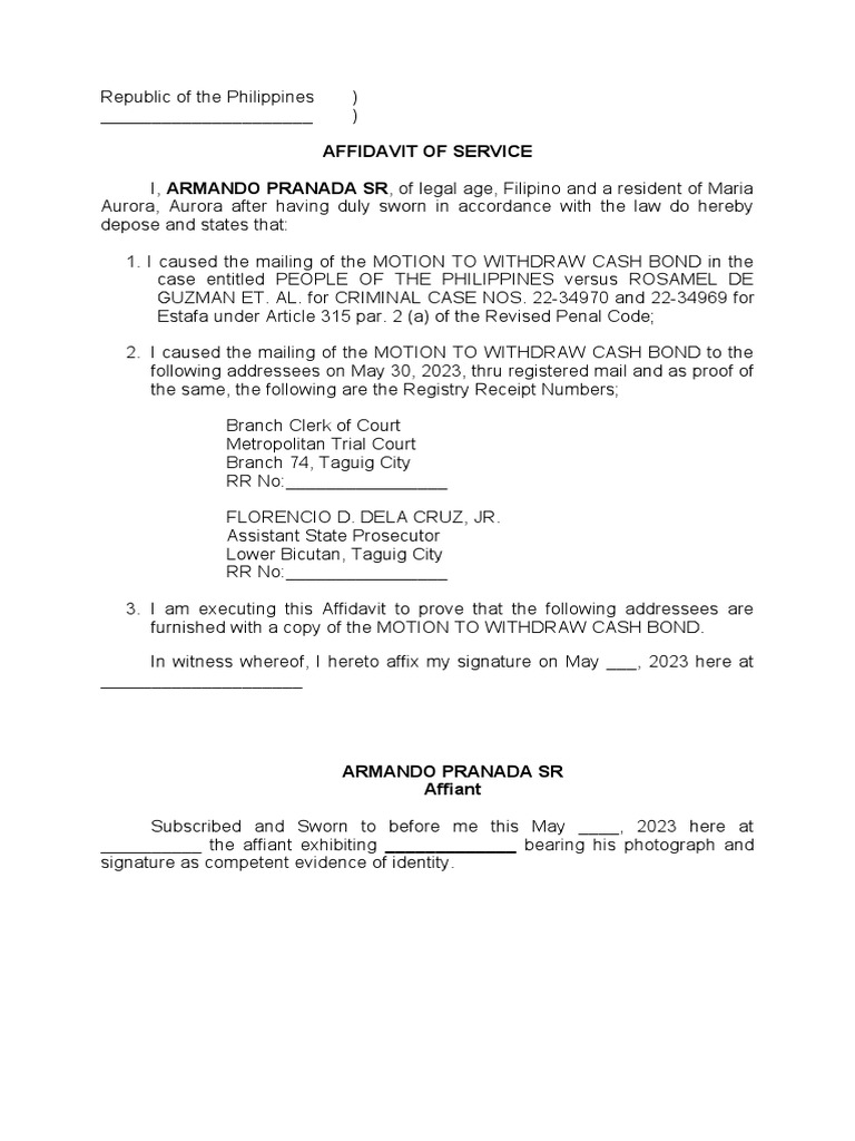 Affidavit of Service | PDF