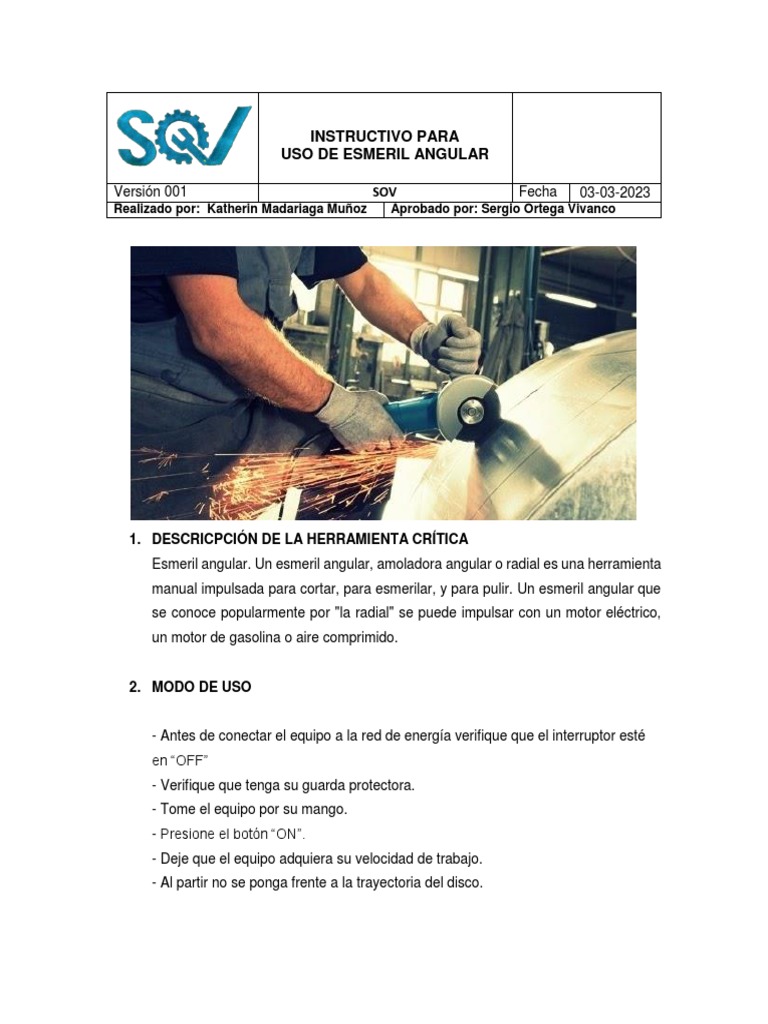 Instructivo Uso Esmeril Angular | PDF
