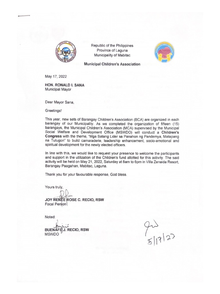 Childrens Congress Letter Attendance | PDF