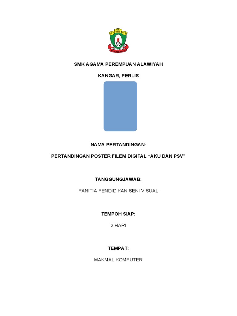 Kertas Kerja Untuk Program Pertandingan Poster Digital Aku Dan PSV | PDF