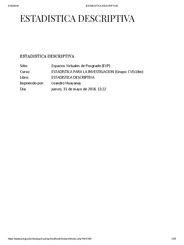 Estadistica Descriptiva | PDF | Estadísticas descriptivas | Desviación Estándar