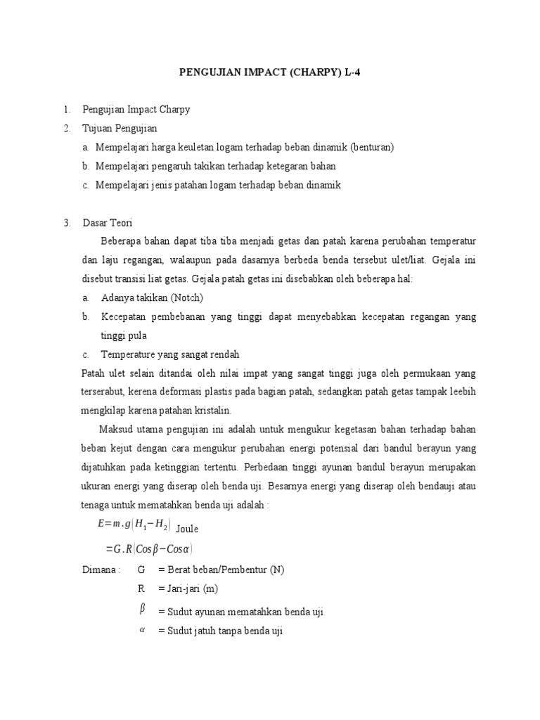 Pengujian Impak Charpy | PDF
