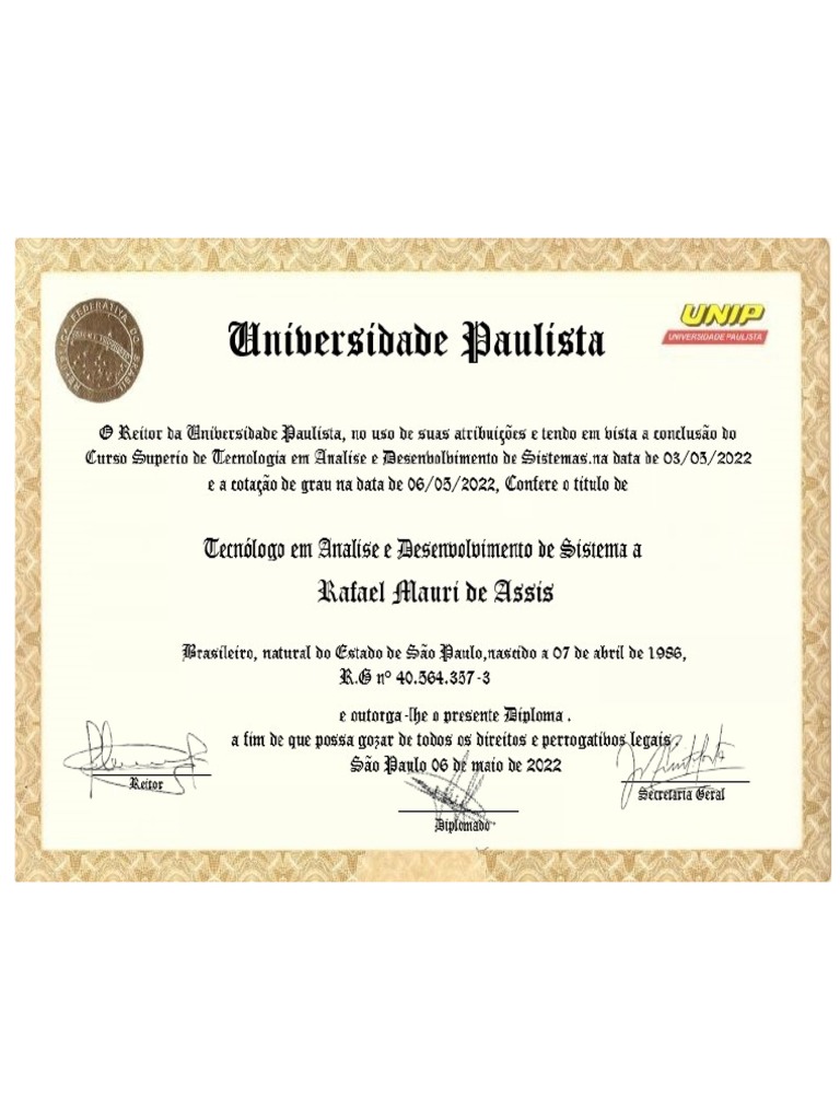 Certificado Unip | PDF