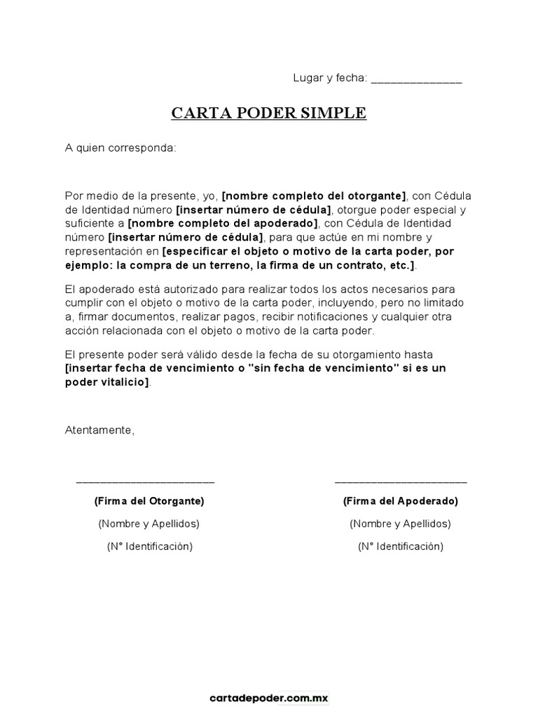 Carta Poder Simple | PDF