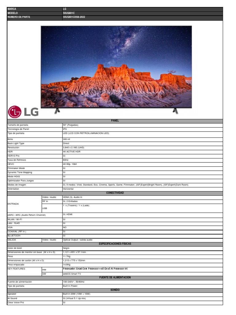 Ficha 50UQ801C0SB 2022 | PDF