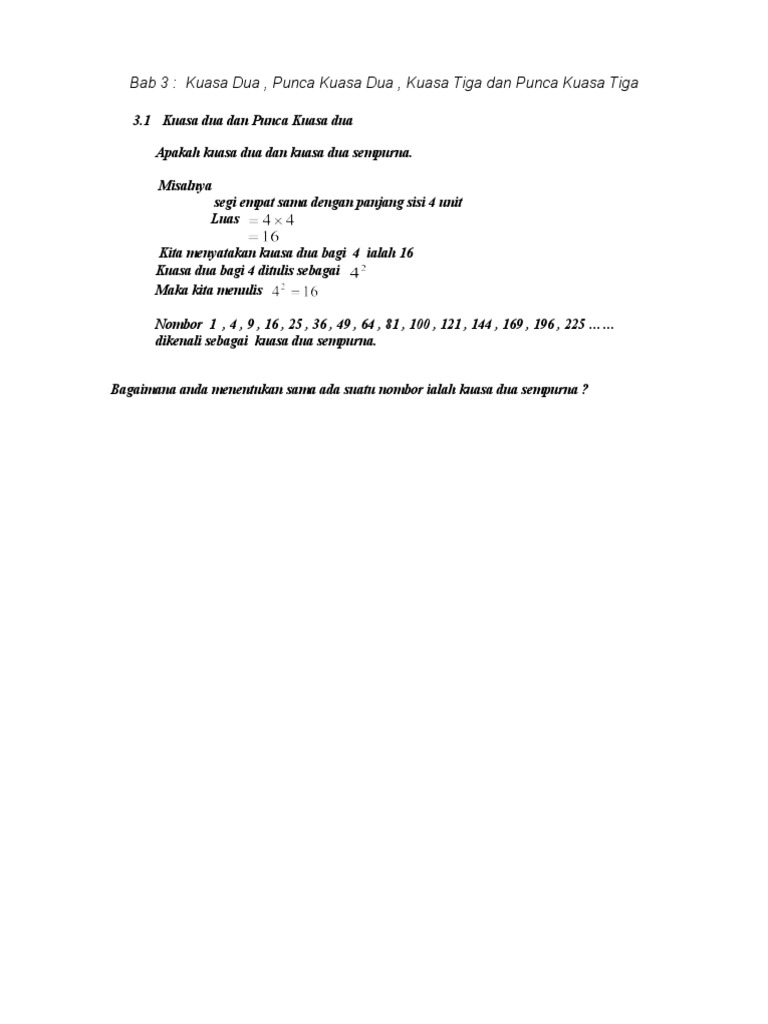 T1 Bab 3 Kuasa 2, 3 & Punca Kuasa 2,3 | PDF