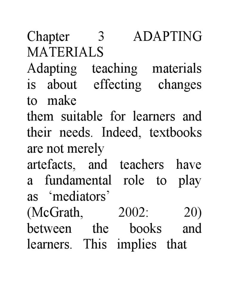 Unit 3 (Materials Adaptation) | PDF