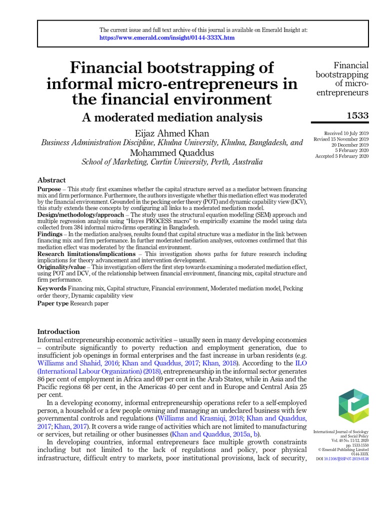 Economic Sustainability Performence, Khan and Quaddus, 2019 | PDF ...