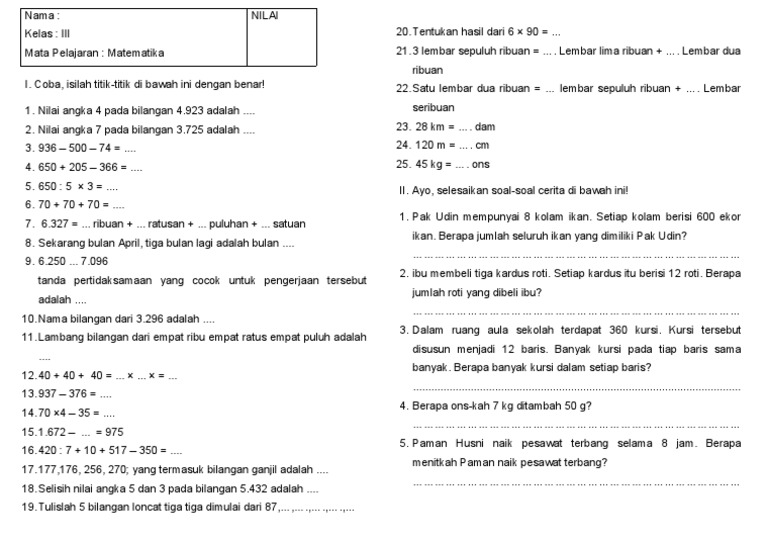 Soal Matematika 3 | PDF