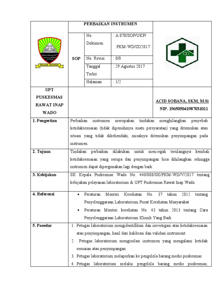 Sop Perbaikan Instrumen | PDF | Sains & Matematika
