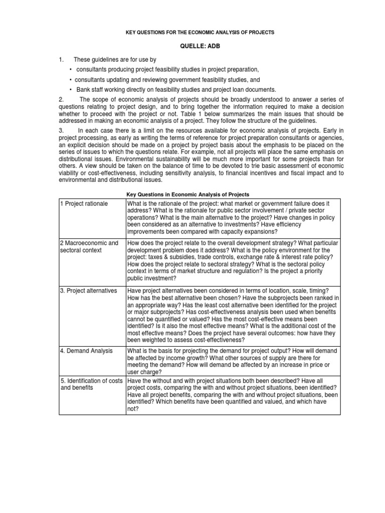 GUIDELINES FOR THE ECONOMIC ANALYSIS OF PROJECTS-ADB-short | PDF ...
