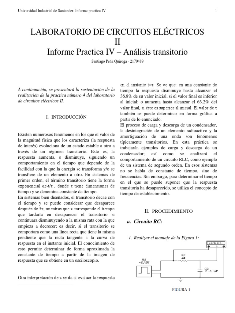 Informe Lab 4 Circuitos 2 analisis transitorio | PDF