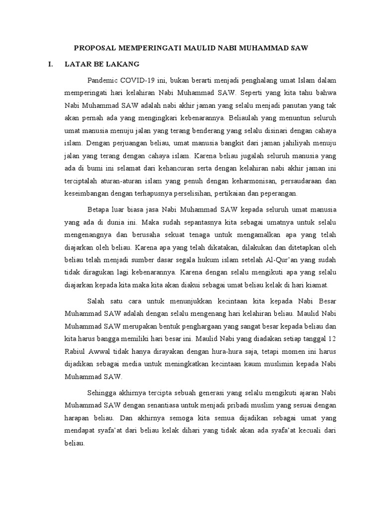 Proposal Memperingati Maulid Nabi Muhammad Saw | PDF