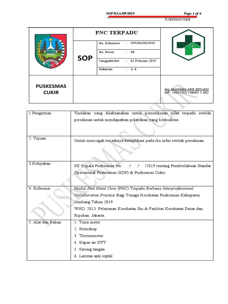 Sop PNC Terpadu | PDF