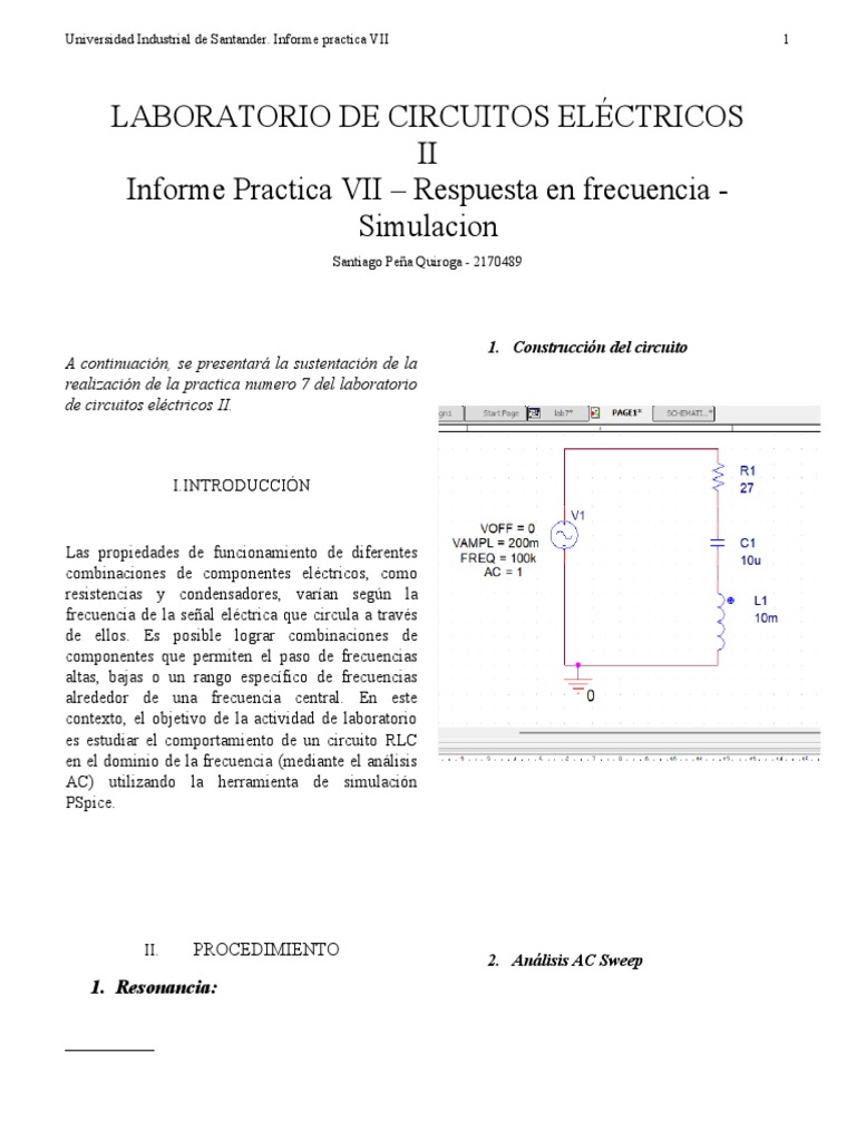 Informe Lab 8 Circuitos 2 | PDF