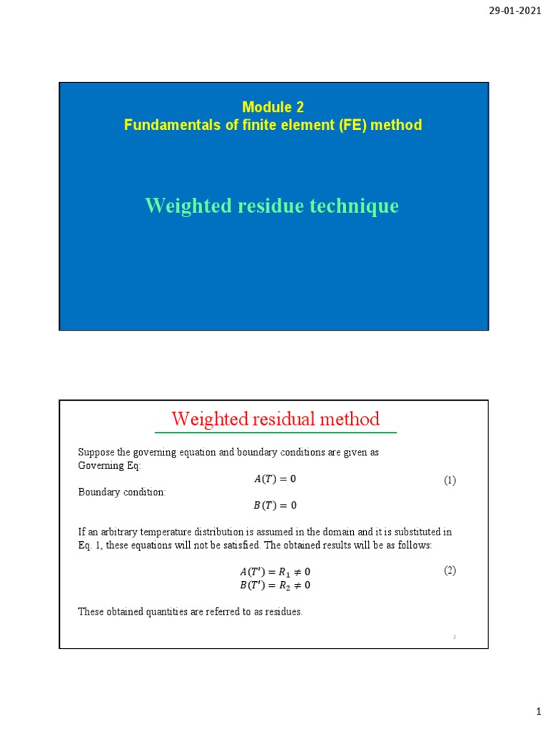 Week 3 Ii Weighted Residual Method Pdf Function Mathematics Errors And Residuals