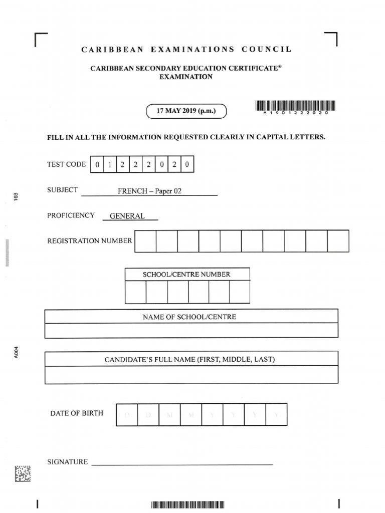 CSEC French P21234 | PDF