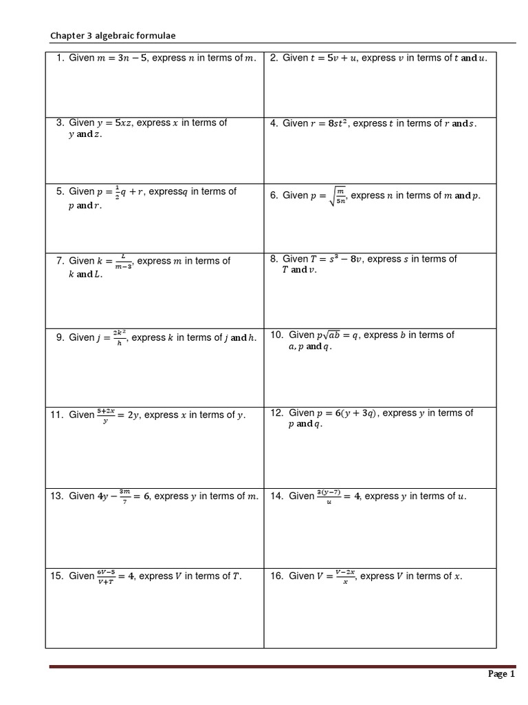 Chapter 3 Algebraic Formulae | PDF | Mathematics | Algebra