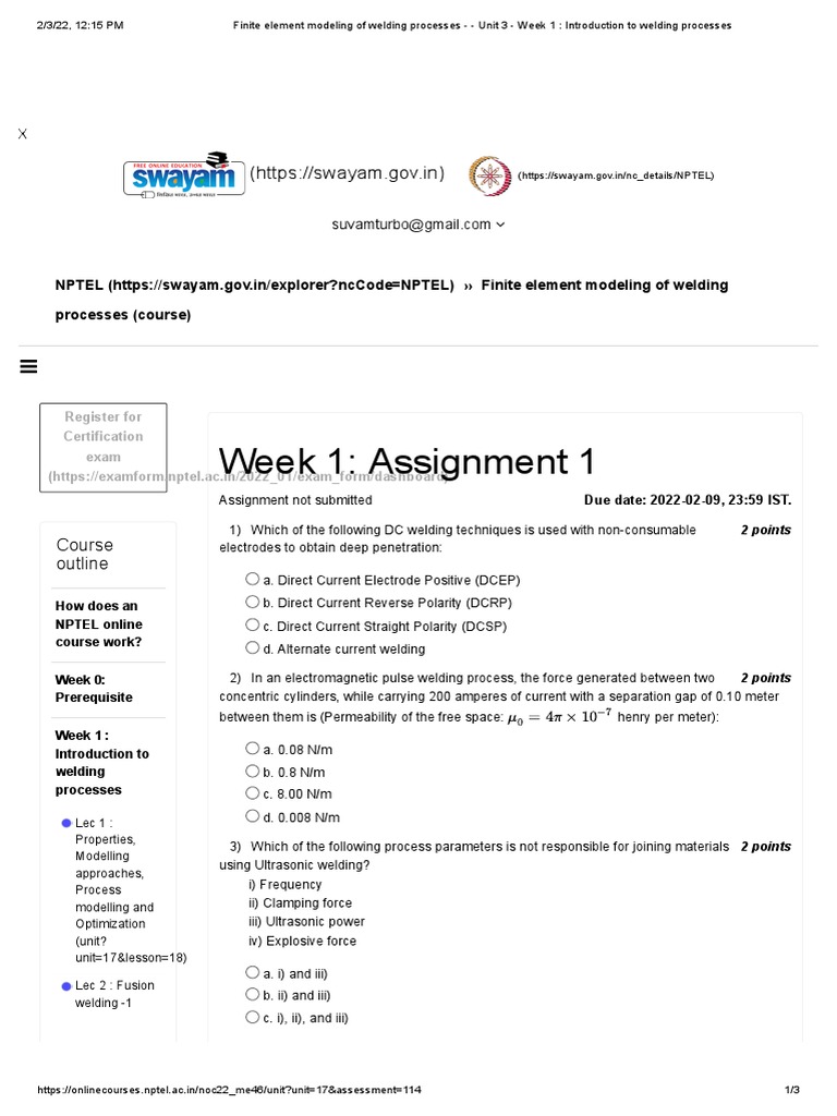 Week 1: Assignment 1: (Https://swayam - Gov.in) | PDF | Technology ...