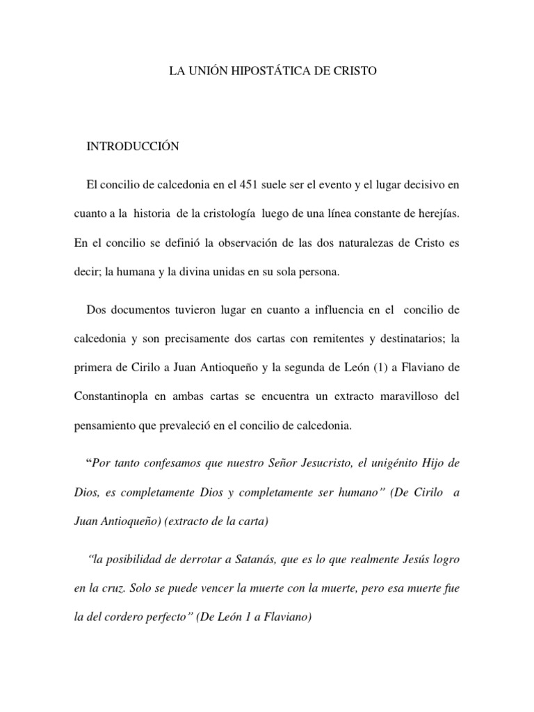 La Unión Hipostática de Cristo | PDF | Jesús | Cristología