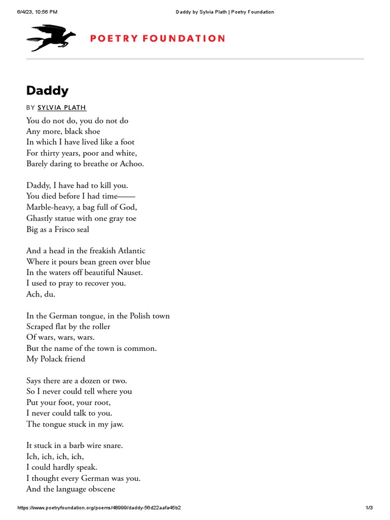 Daddy by Sylvia Plath _ Poetry Foundation | PDF | American Poetry