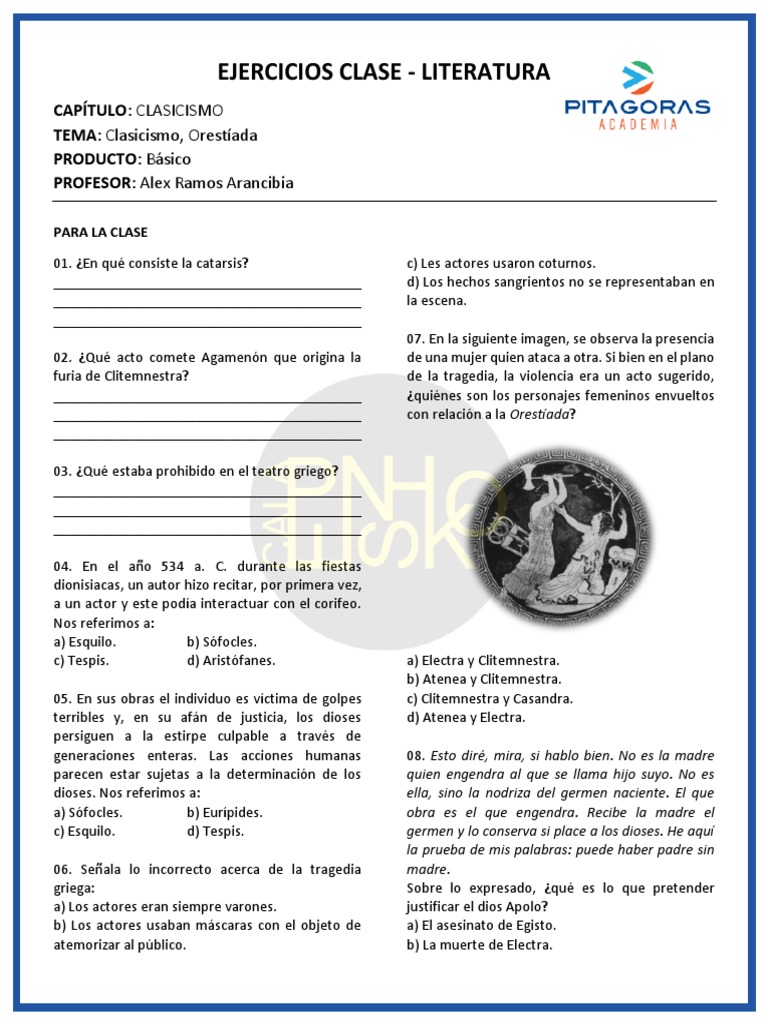 EJ08-CLASICISMO (Orest¡ada) | PDF | Clitemnestra | Oresteia