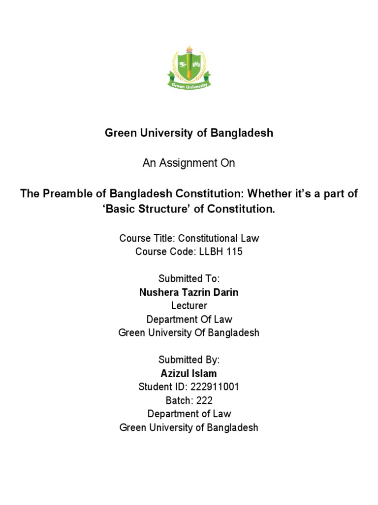 Cover Page Constitution Assignment | PDF