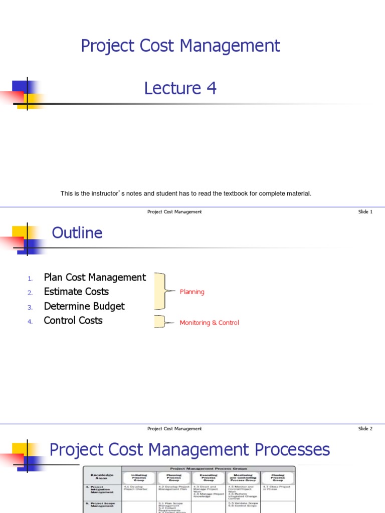 Lecture 4 - Project Cost Management | PDF | Project Management | Cost Accounting