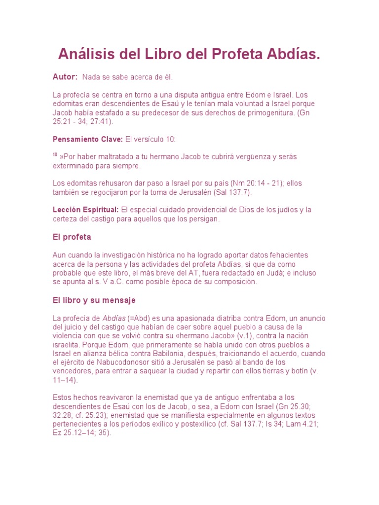 Resumen del Libro de Abdías | PDF