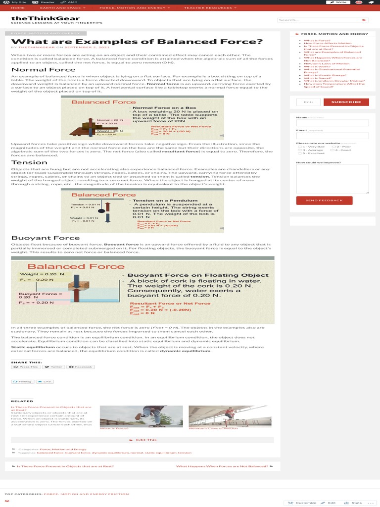 What Are Examples of Balanced Force | PDF