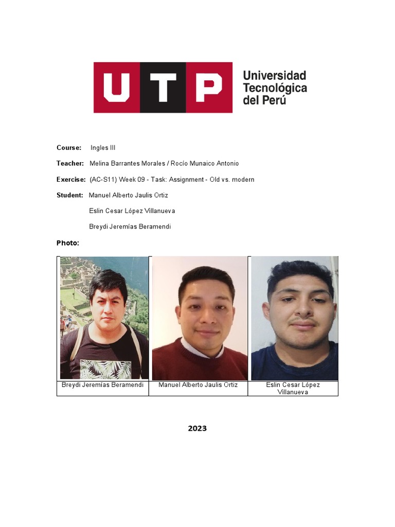 (AC-S011) Week 11 - Task Assignment - Old vs. Modern | PDF