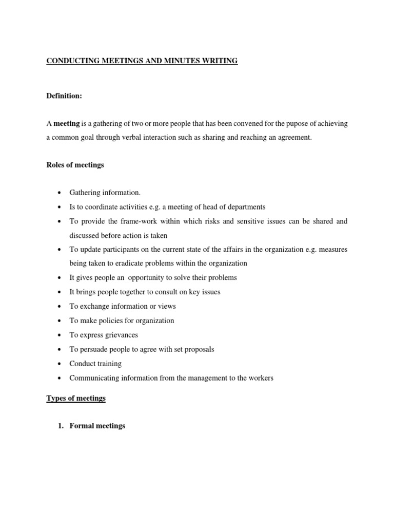 Topic 10-CONDUCTING MEETINGS AND MINUTES WRITING | PDF