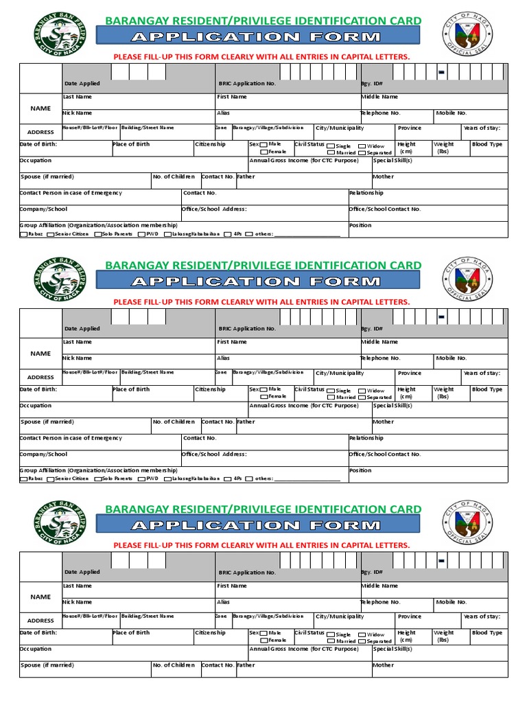 Barangay ID Application Form | PDF | Identity Document | Citizenship