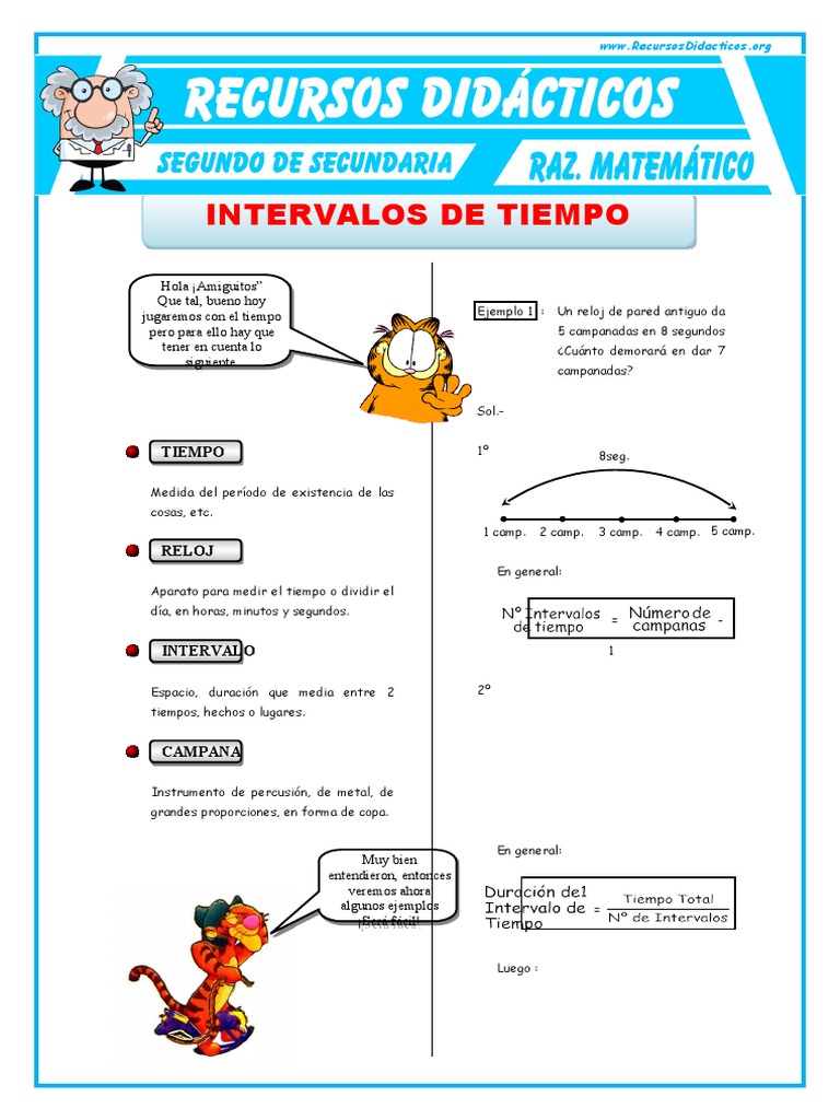 Ejercicios de Intervalos de Tiempo para Segundo de Secundaria | PDF | Reloj