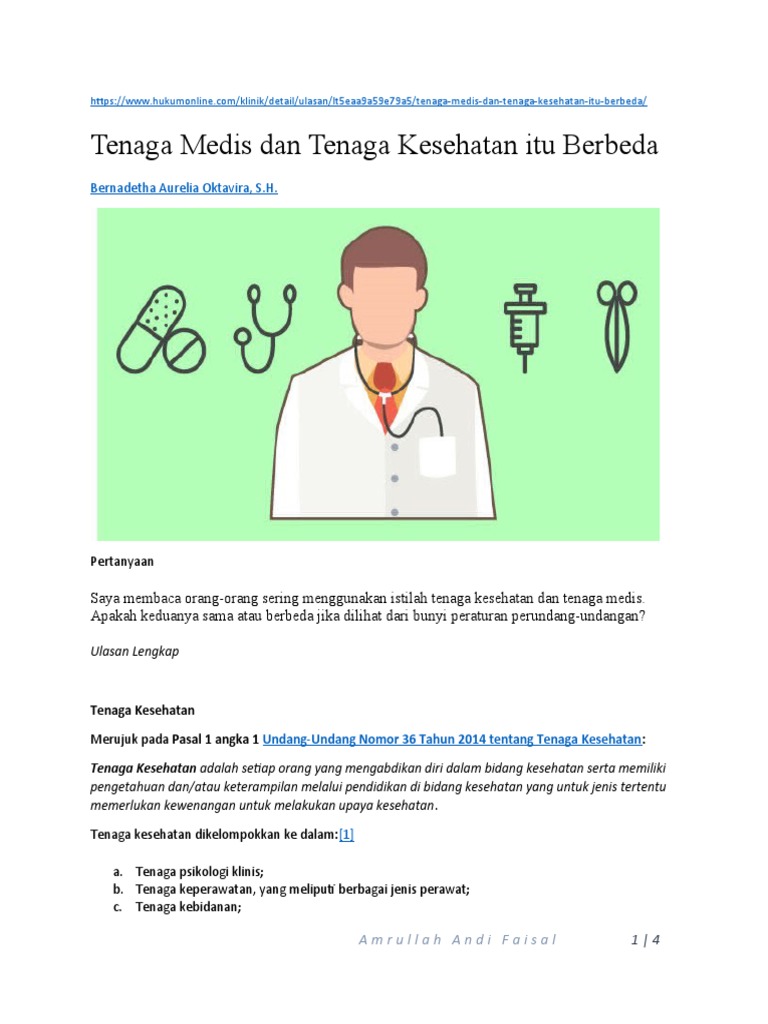 Perbedaan Tenaga Medis dan Kesehatan | PDF