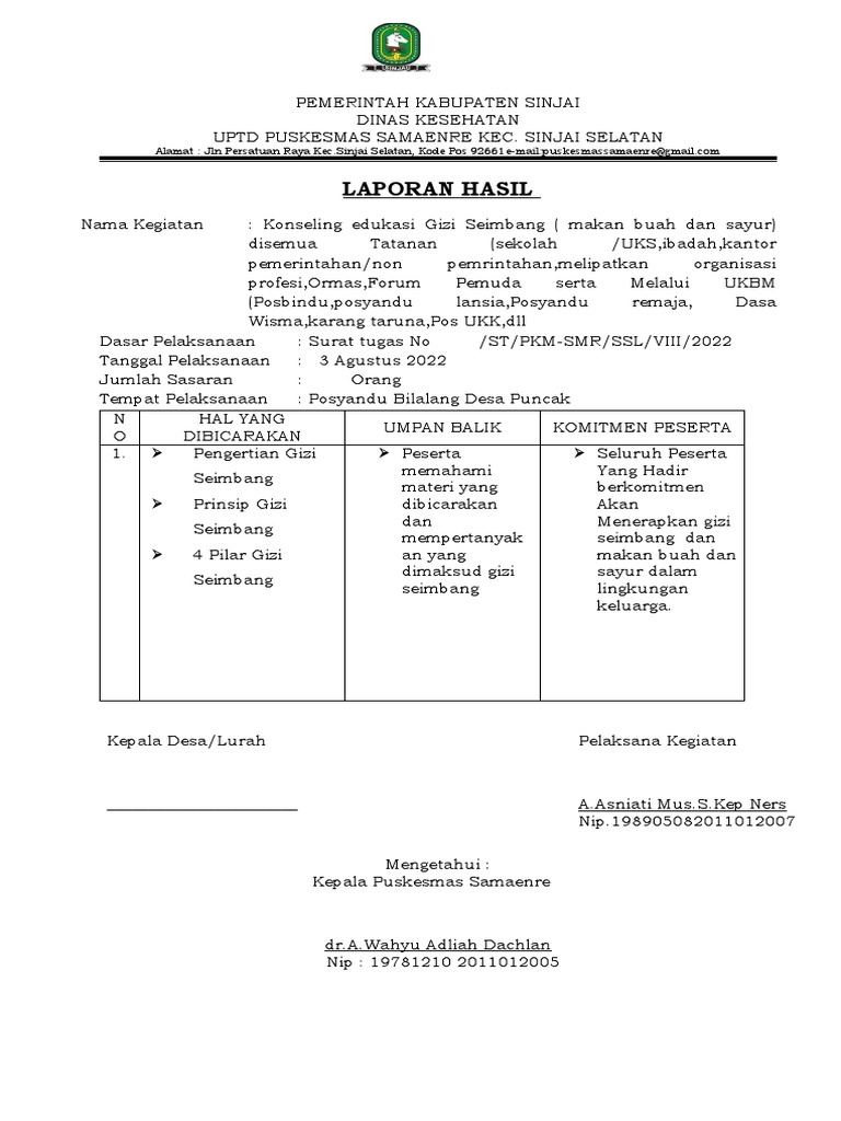 Lap Hasil PMBA | PDF