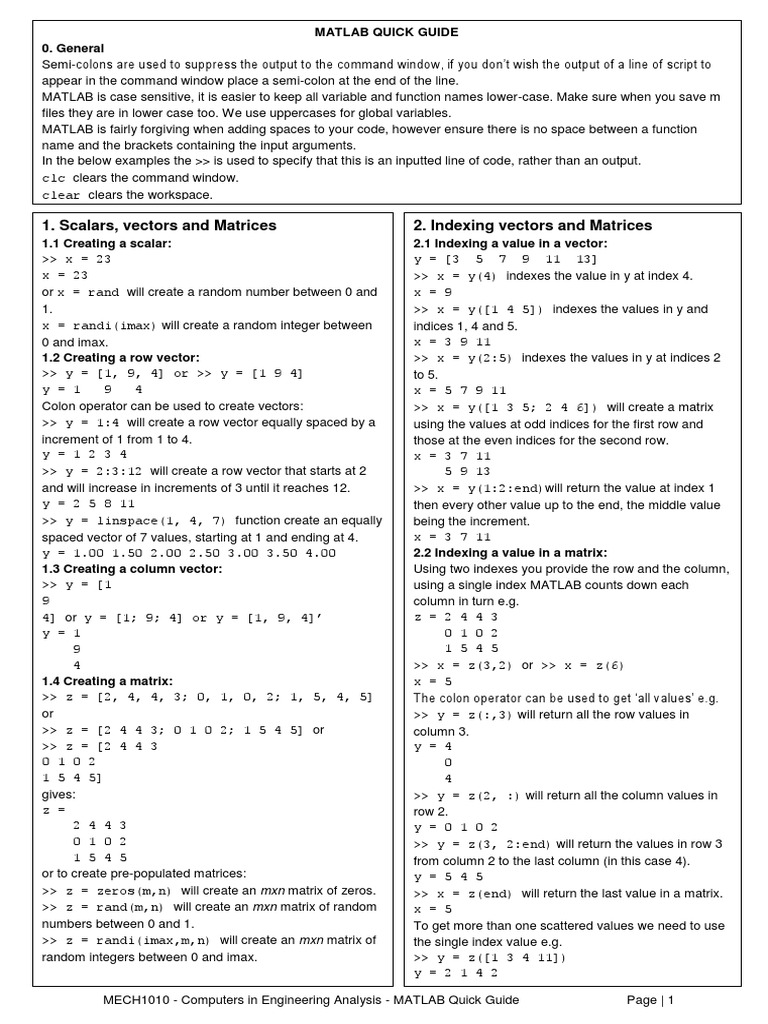 MATLAB Quick Guide | PDF MATLAB Quick Guide | PDF