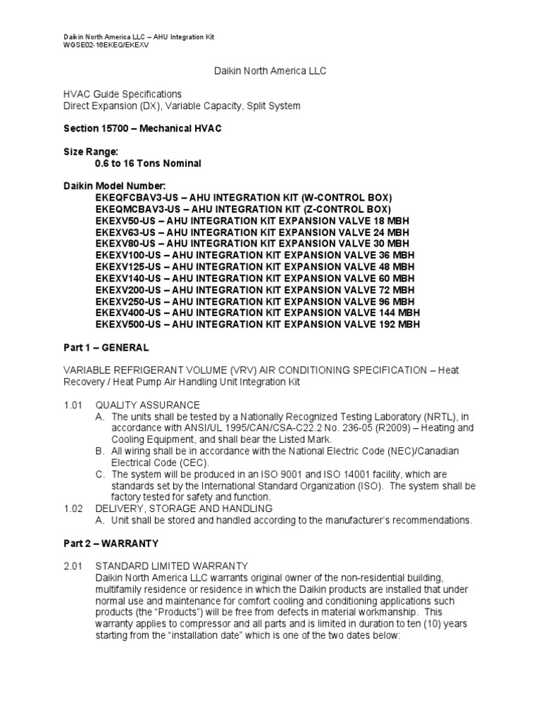 Ahu Integration Kit Pdf Electrical Wiring Direct Current