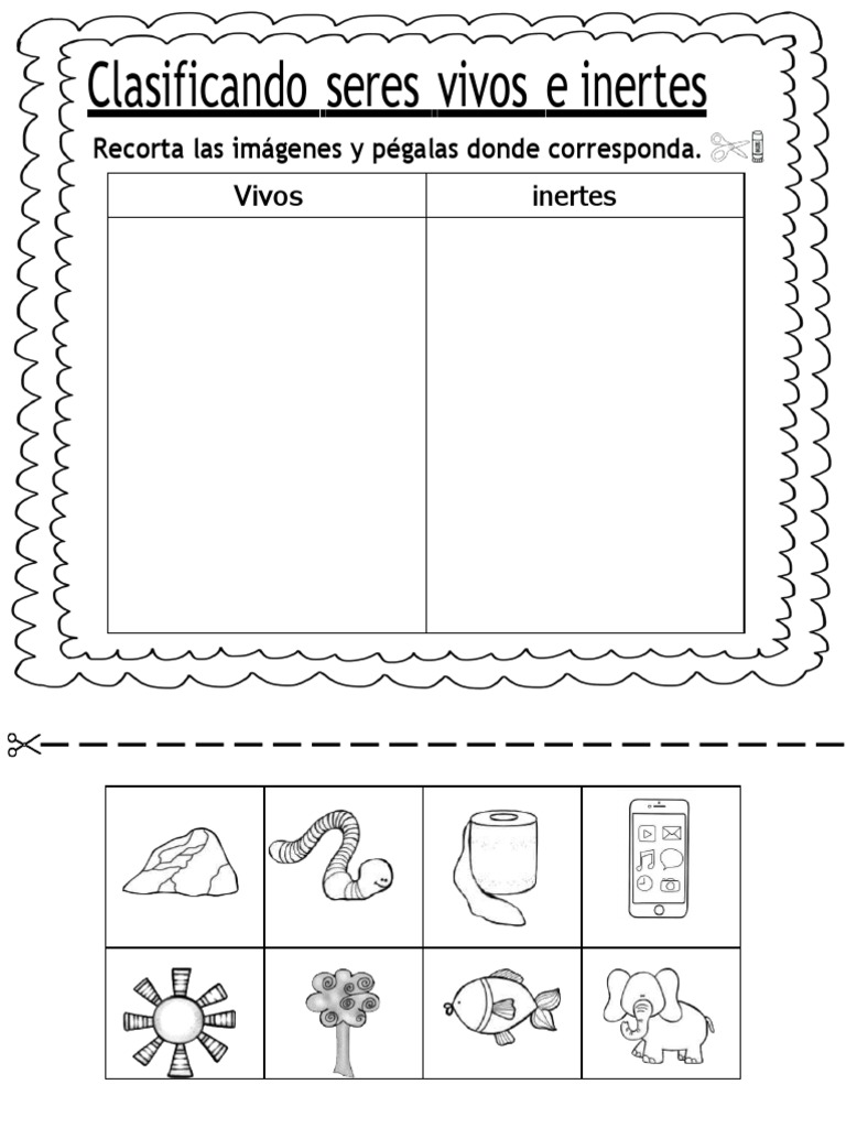Clasificar Seres Vivos e Inertes | PDF