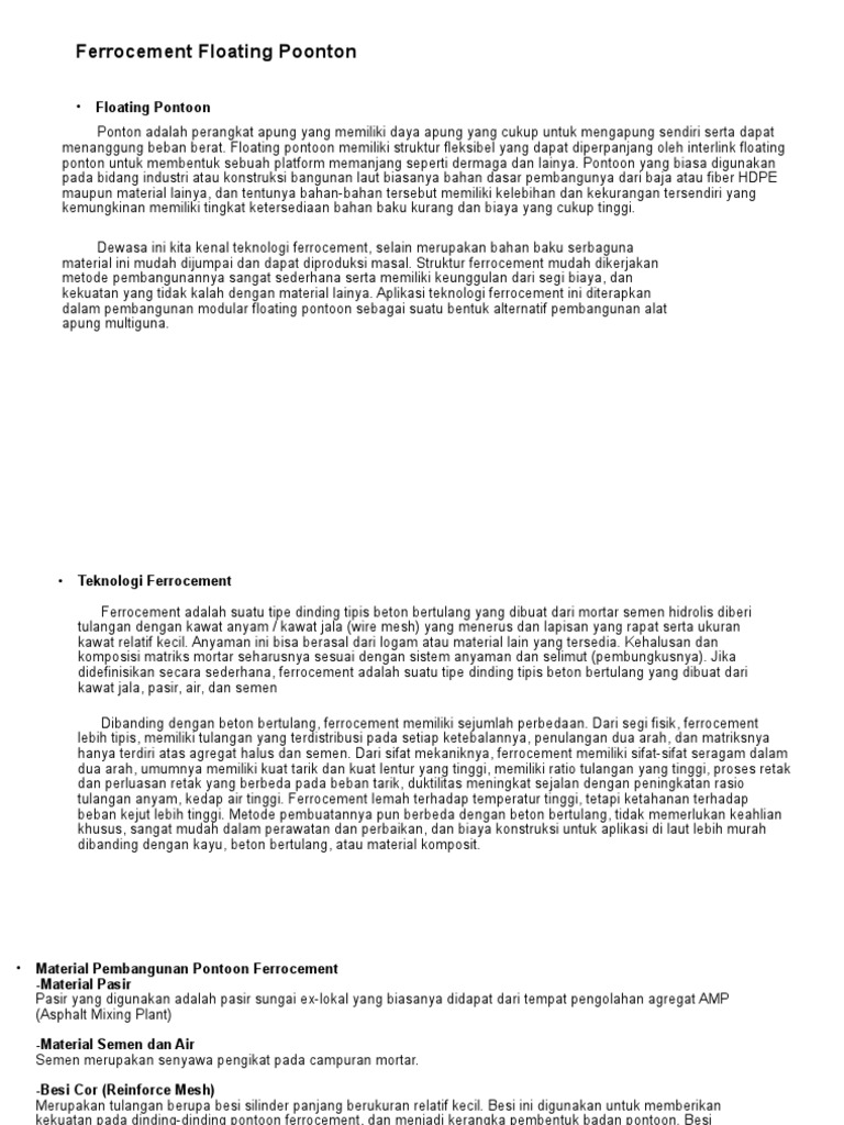Ferrocement Floating Poonton | PDF