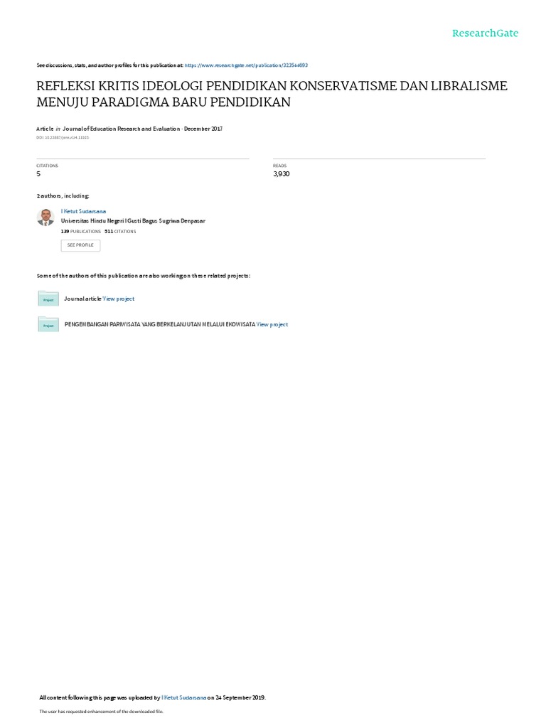 Ideologi Pendidikan: Konservatisme vs Liberalisme | PDF | Filsafat ...