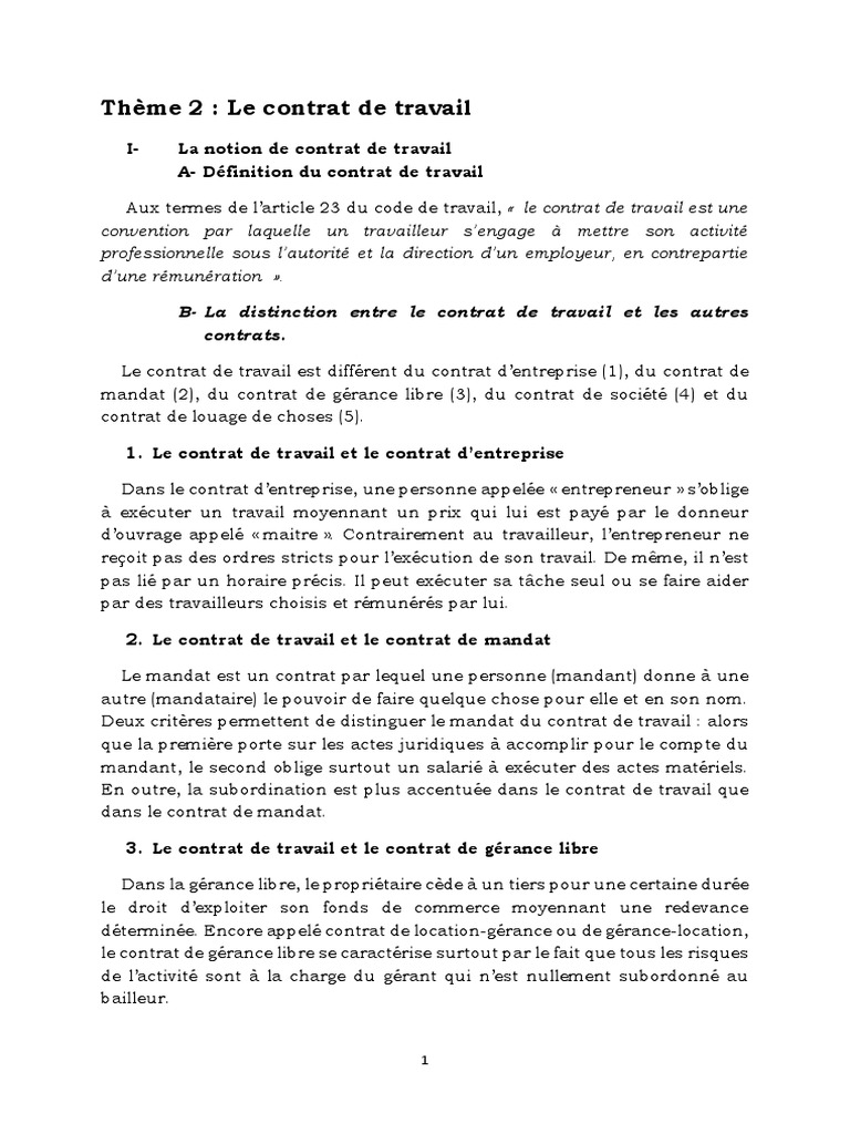 Thème 2 Le Contrat de Travail | PDF | Intérim (travail) | Business