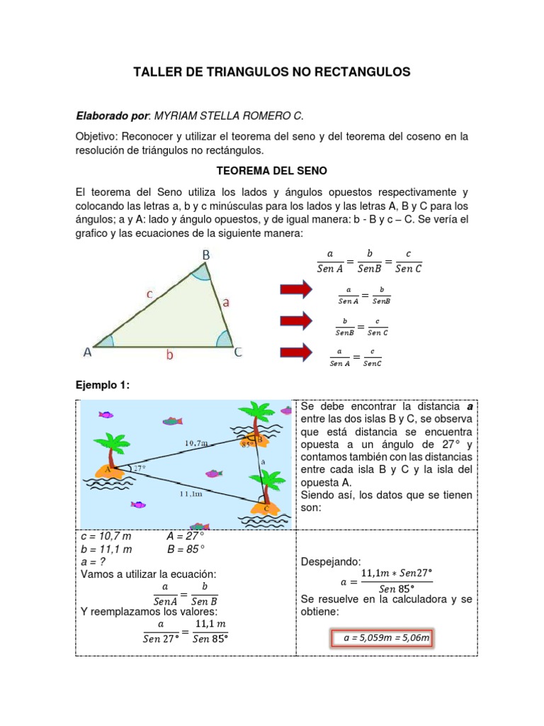 TALLER DE TEOREMA DEL SENO Y COSENO | PDF