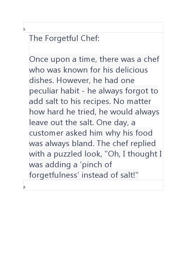 The Forgetful Chef | PDF