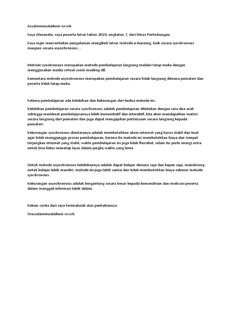 Pengalaman Pembelajaran Sync Dan Async | PDF | Karier & Perkembangan ...