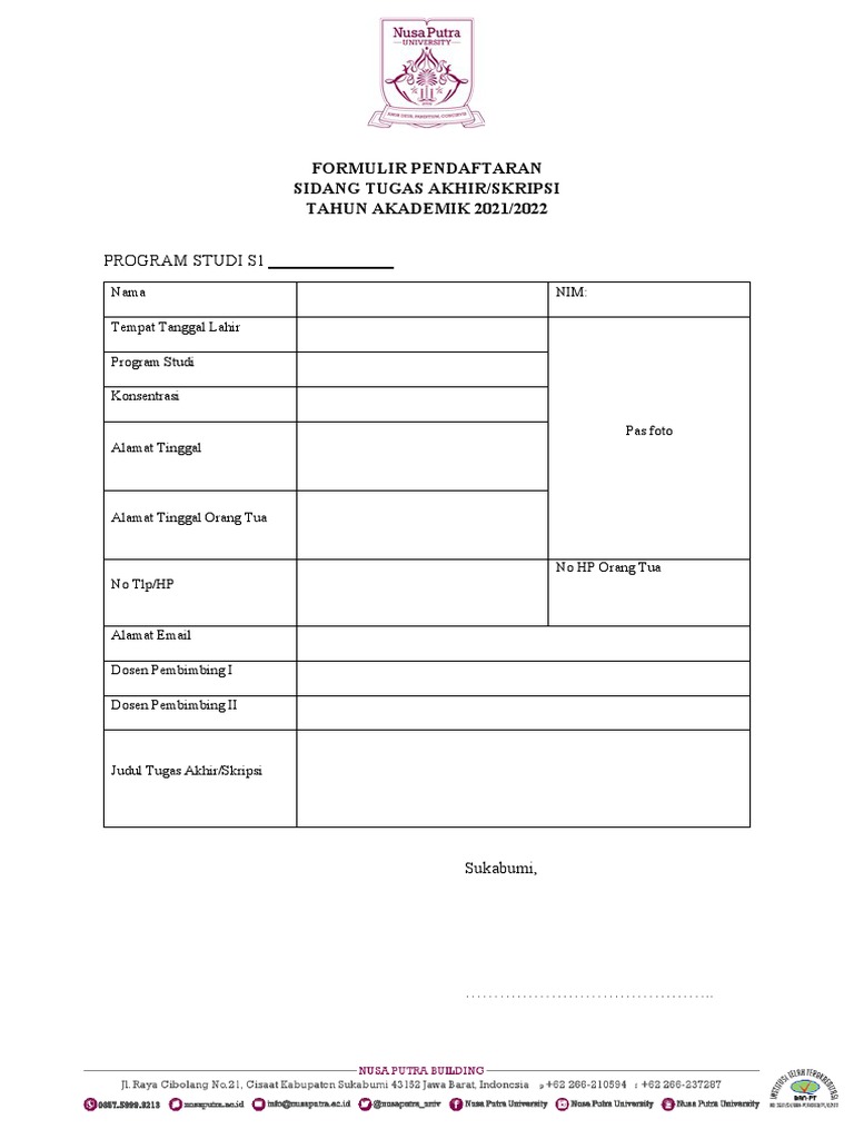 Formulir Sidang Skripsi S1 | PDF | Karier & Perkembangan | Sains & Matematika