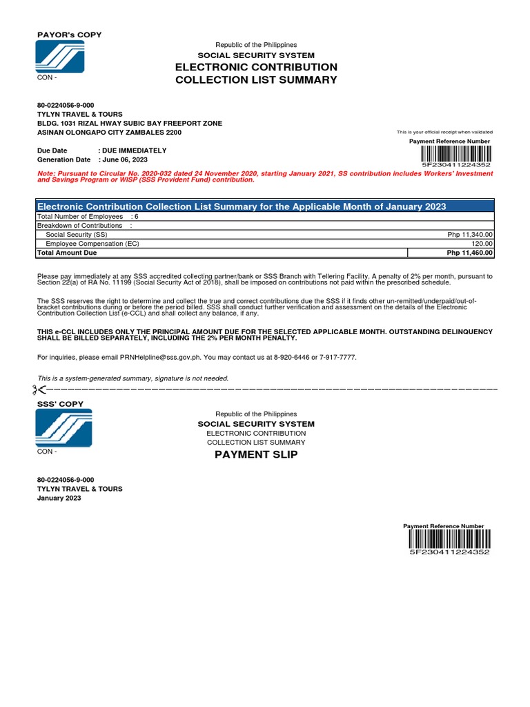 Electronic Contribution Collection List Summary | PDF
